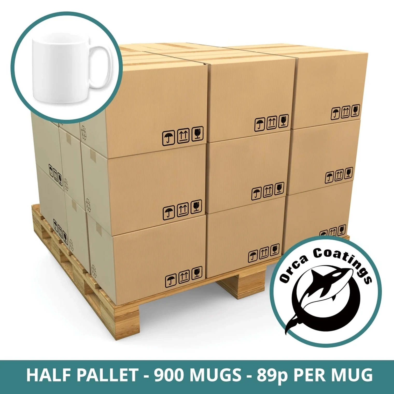 ORCA Coated AAA Grade 11oz Sublimation Mug Pallet 25 boxes UK 2024