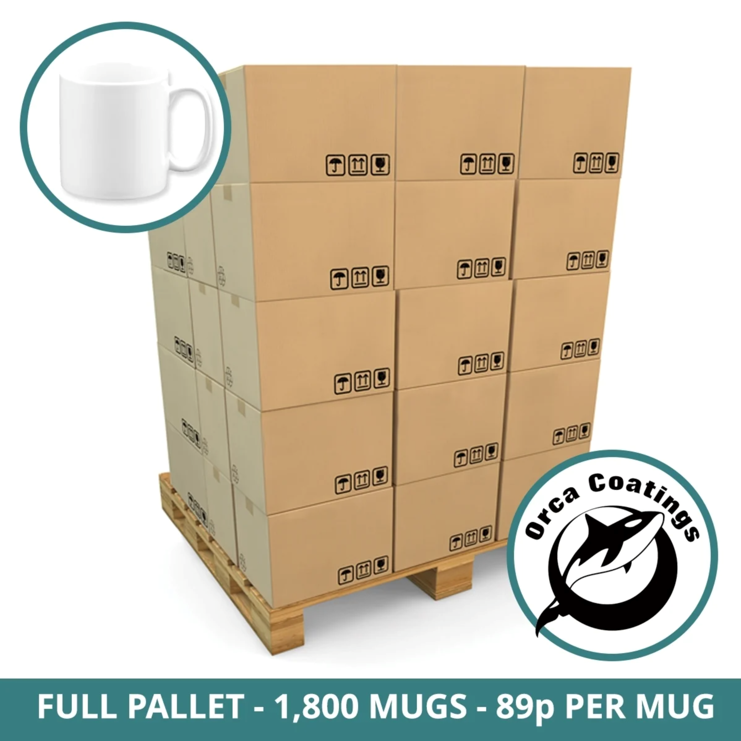 ORCA Coated AAA Grade 10oz Sublimation Mug Pallet 50 boxes UK 2025