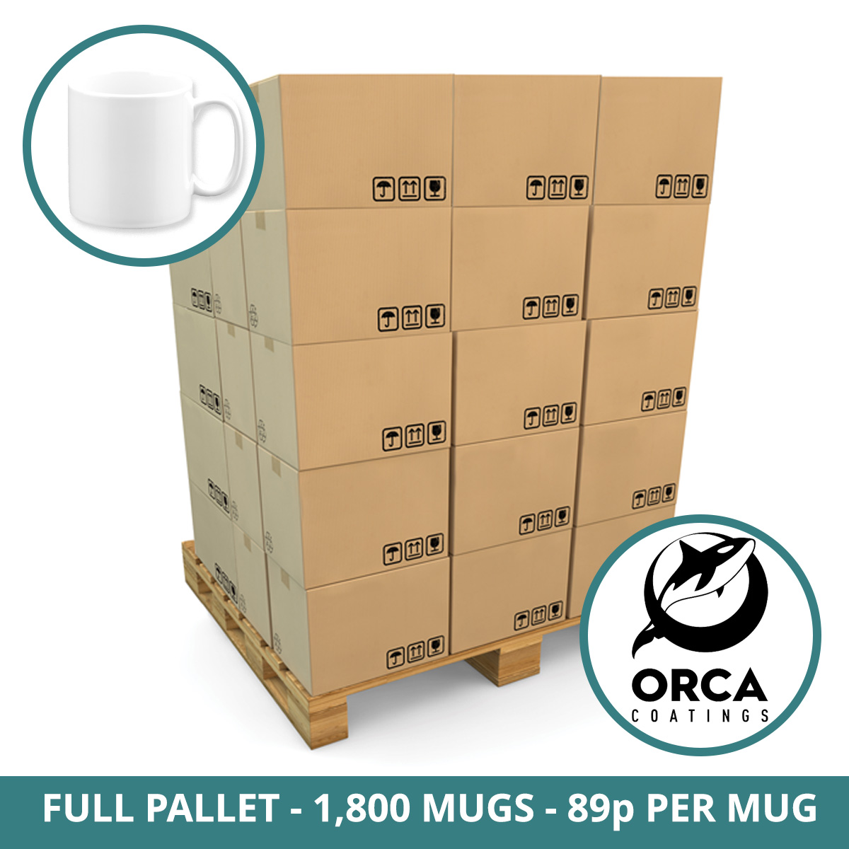 ORCA Coated AAA Grade 10oz Sublimation Mug Pallet 50 boxes UK 2025